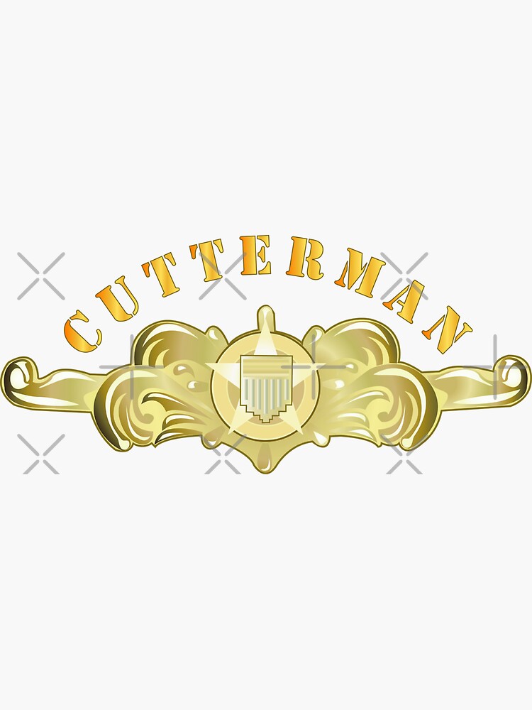 "USCG - Cutterman Badge - Officer - Gold w Top Txt" Sticker for Sale by ...