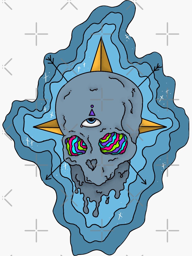 "Hypnotic Skull" Sticker for Sale by DelaneyStoner | Redbubble