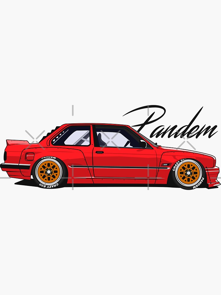"E30 RED PANDEM" Sticker for Sale by shketdesign | Redbubble