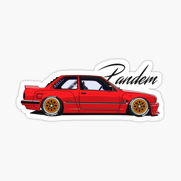 "E30 RED PANDEM" Sticker for Sale by shketdesign | Redbubble