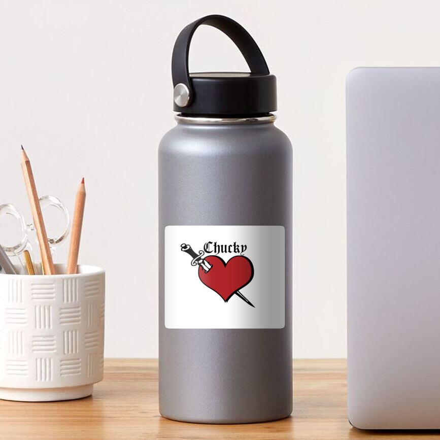 "CHUCKY tattoo heart with knife tiffany sticker artwork" Sticker for ...