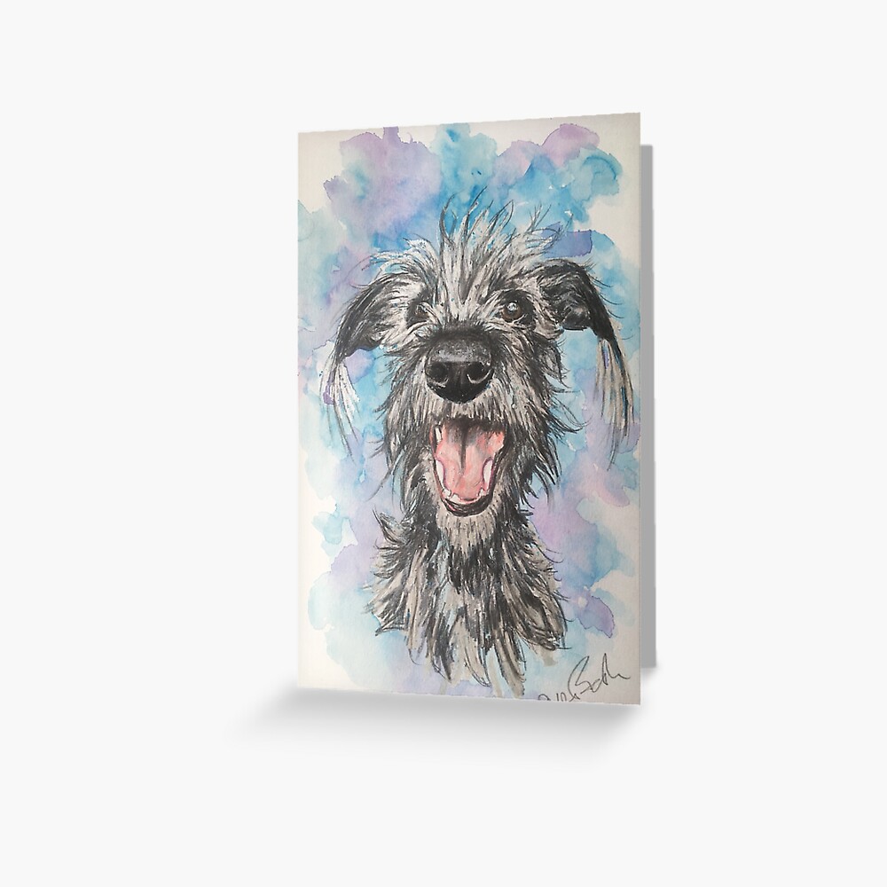 "Scruffy Lurcher , watercolour background " Greeting Card for Sale by ...