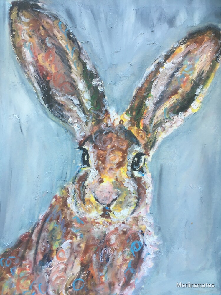 "Colourful Hare , Blue Background " Sticker for Sale by Merlinsmates ...