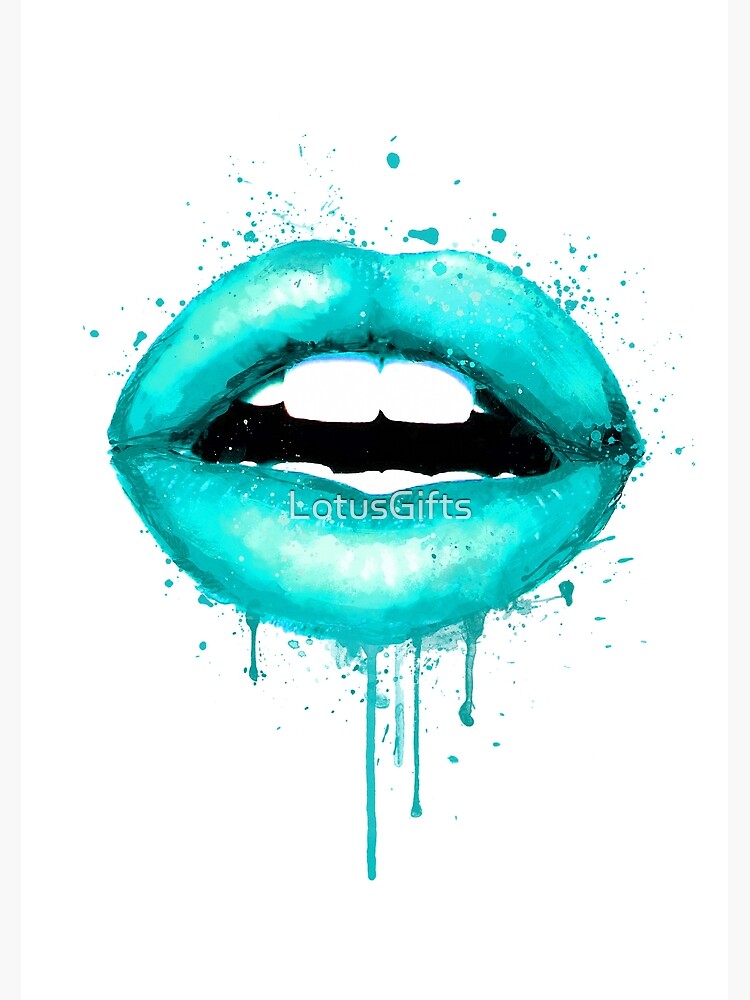 "Turquoise Lips Love Kiss Print Makeup Sexy Girl " Poster by LotusGifts ...