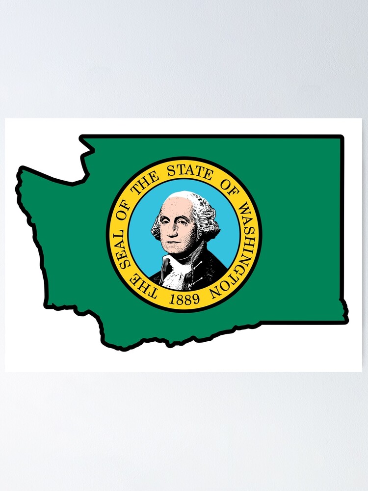"State Flag Map of WASHINGTON" Poster for Sale by HFYD | Redbubble