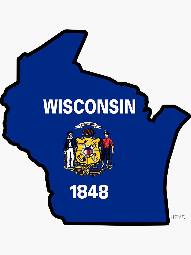Pegatina «Mapa de la bandera del estado de WISCONSIN» de HFYD | Redbubble