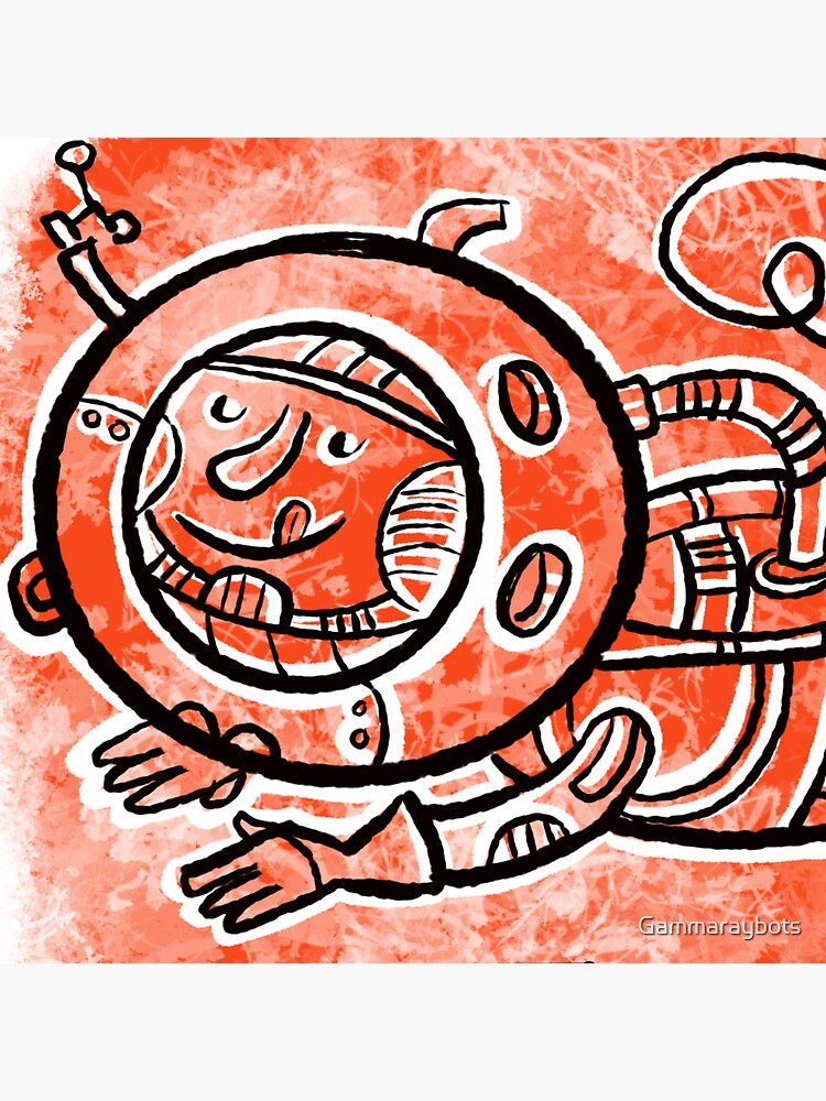 "happy Spaceman in red" Sticker for Sale by Gammaraybots | Redbubble