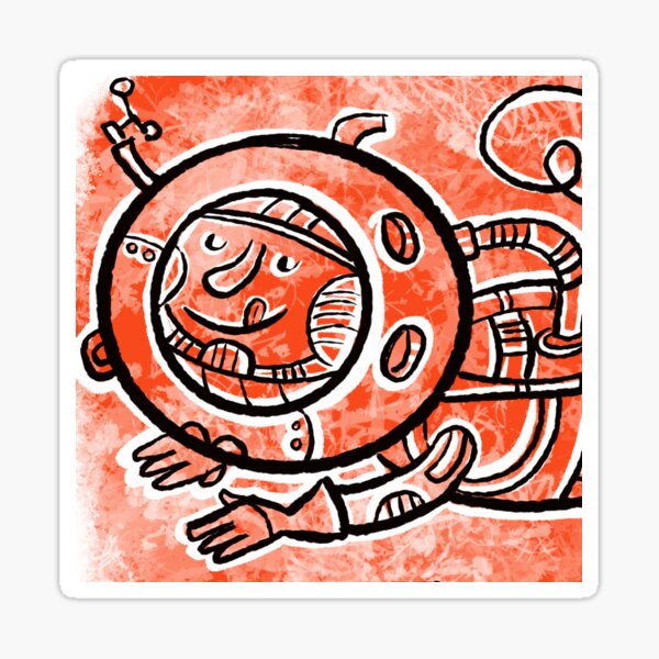 "happy Spaceman in red" Sticker for Sale by Gammaraybots | Redbubble