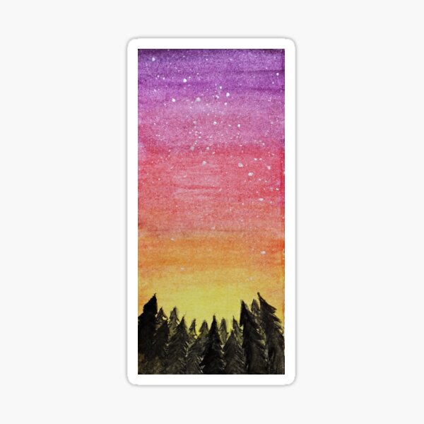 "Pine trees under stars " Sticker by TheLouisa | Redbubble