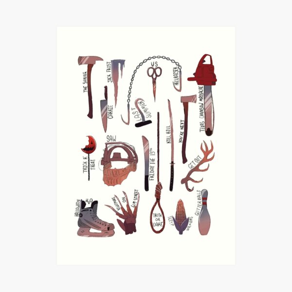 "Horror Movie Weapons and Tools " Art Print by notnotsharkboy | Redbubble
