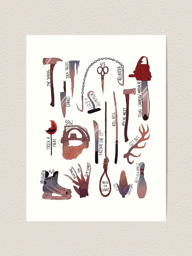 "Horror Movie Weapons and Tools " Art Print by notnotsharkboy | Redbubble
