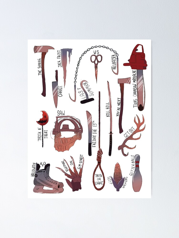 "Horror Movie Weapons and Tools " Poster for Sale by notnotsharkboy ...