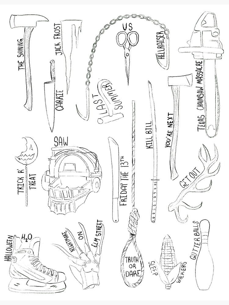 "Horror Weapons" Sticker by notnotsharkboy | Redbubble
