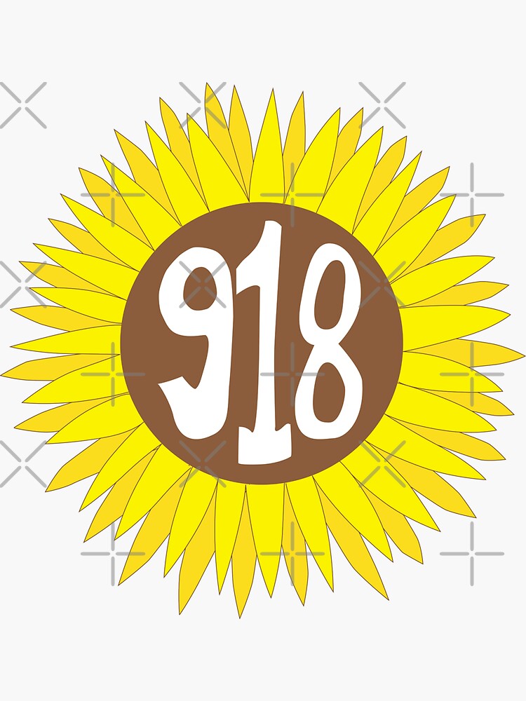"Hand Drawn Oklahoma Sunflower 918 Area Code" Sticker by itsrturn ...
