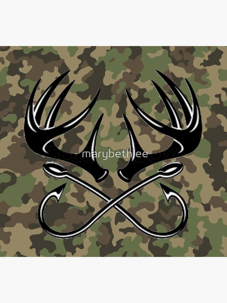 "Camo Antlers & Hooks" Sticker for Sale by marybethlee | Redbubble