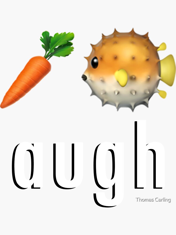 "Pufferfish Eating Carrot "augh"" Sticker for Sale by dolphiiN | Redbubble