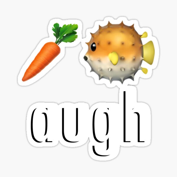 "Pufferfish Eating Carrot "augh"" Sticker for Sale by dolphiiN | Redbubble