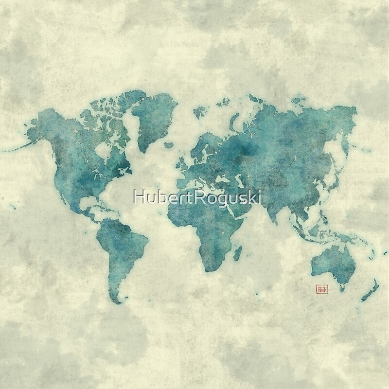 "World Map Map Blue Vintage" by HubertRoguski | Redbubble