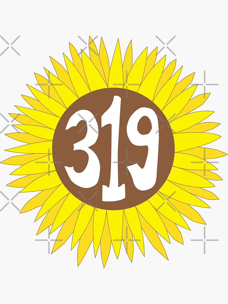 "Hand Drawn Iowa Sunflower 319 Area Code" Sticker by itsrturn | Redbubble