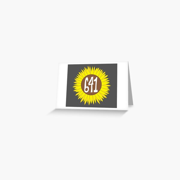 "Hand Drawn Iowa Sunflower 641 Area Code" Greeting Card for Sale by ...