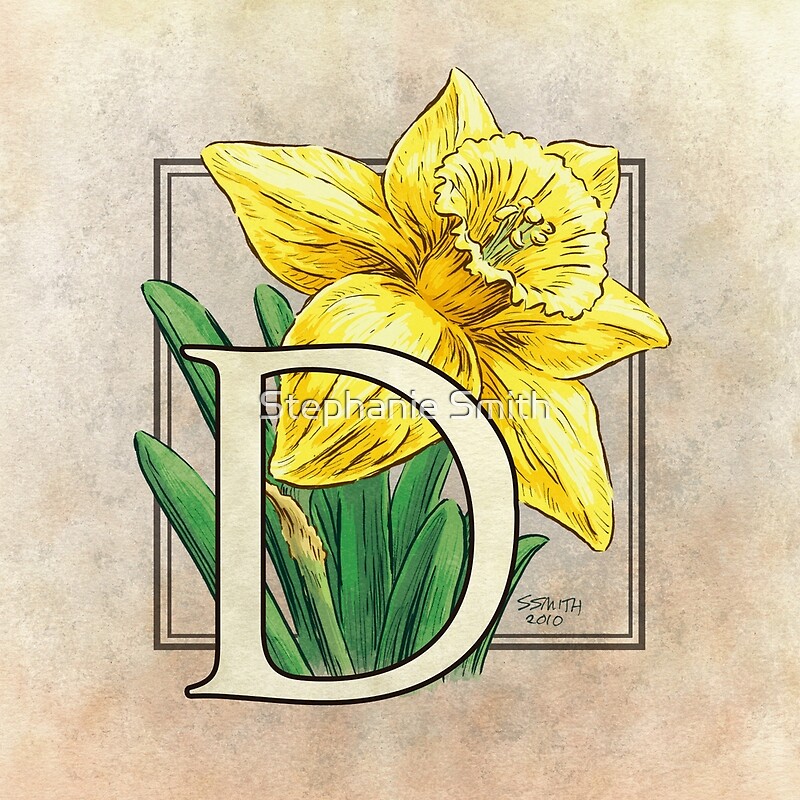 "D is for Daffodil Flower Monogram" by Stephanie Smith | Redbubble