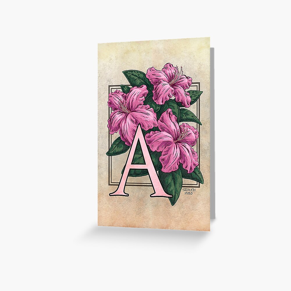 "A is for Azalea Flower Monogram Card" Greeting Card for Sale by ...