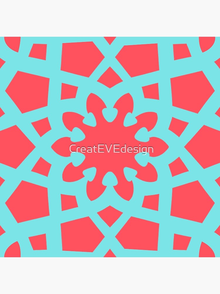 "Coral and aqua geometric Arabic pattern inspired by the Grand Mosque ...