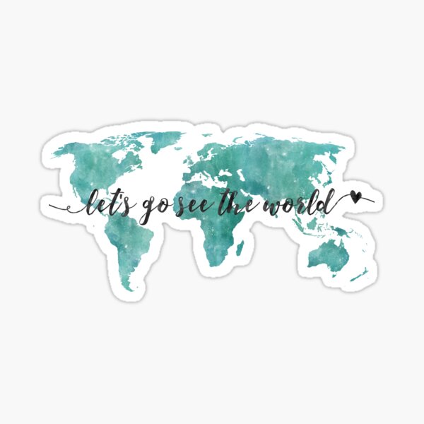 "Let's Go See The World | Blue Watercolor World Map | Wanderlust ...