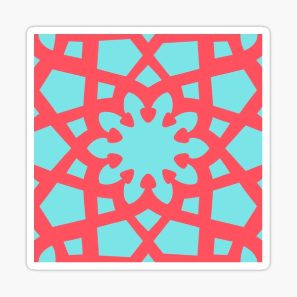 "Coral and aqua geometric Arabic pattern inspired by the Grand Mosque ...