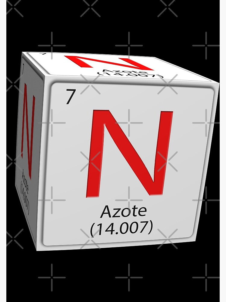 "Chemical periodic table style tile N Azote (Francais - French) cubed ...