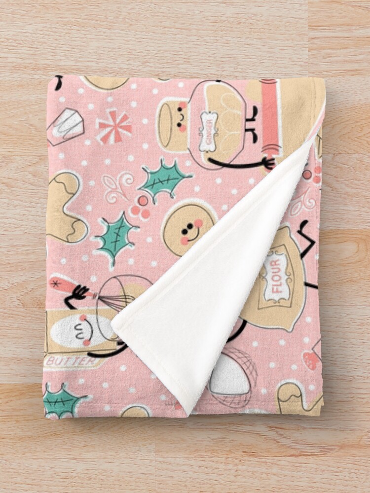 "Baking Gingerbread - Retro Pink" Throw Blanket for Sale by miavaldez ...