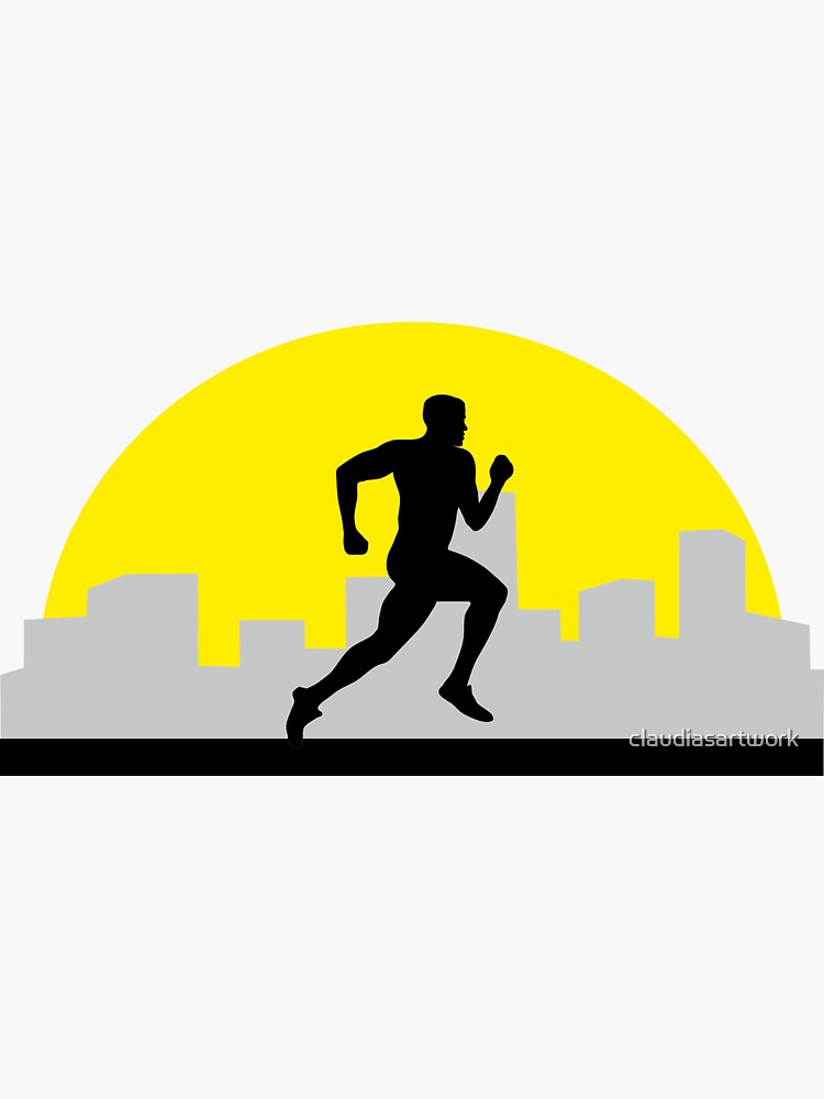 "Runner, run, city run, skyline" Sticker for Sale by claudiasartwork ...