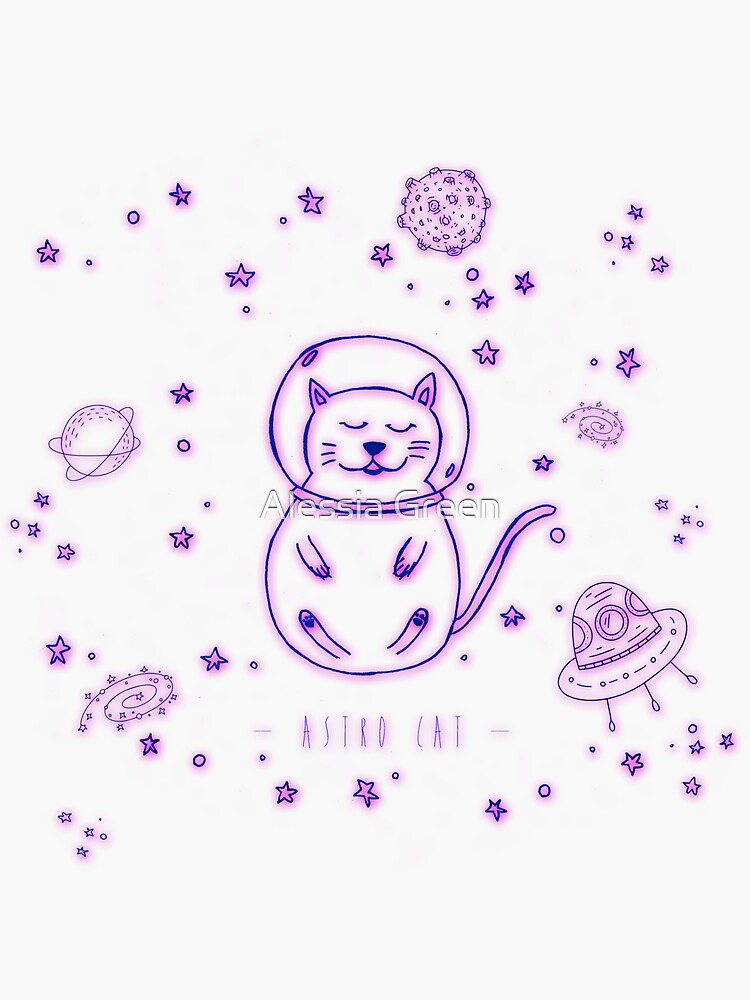 "Astro Cat" Sticker for Sale by AlessiaGreen1 | Redbubble