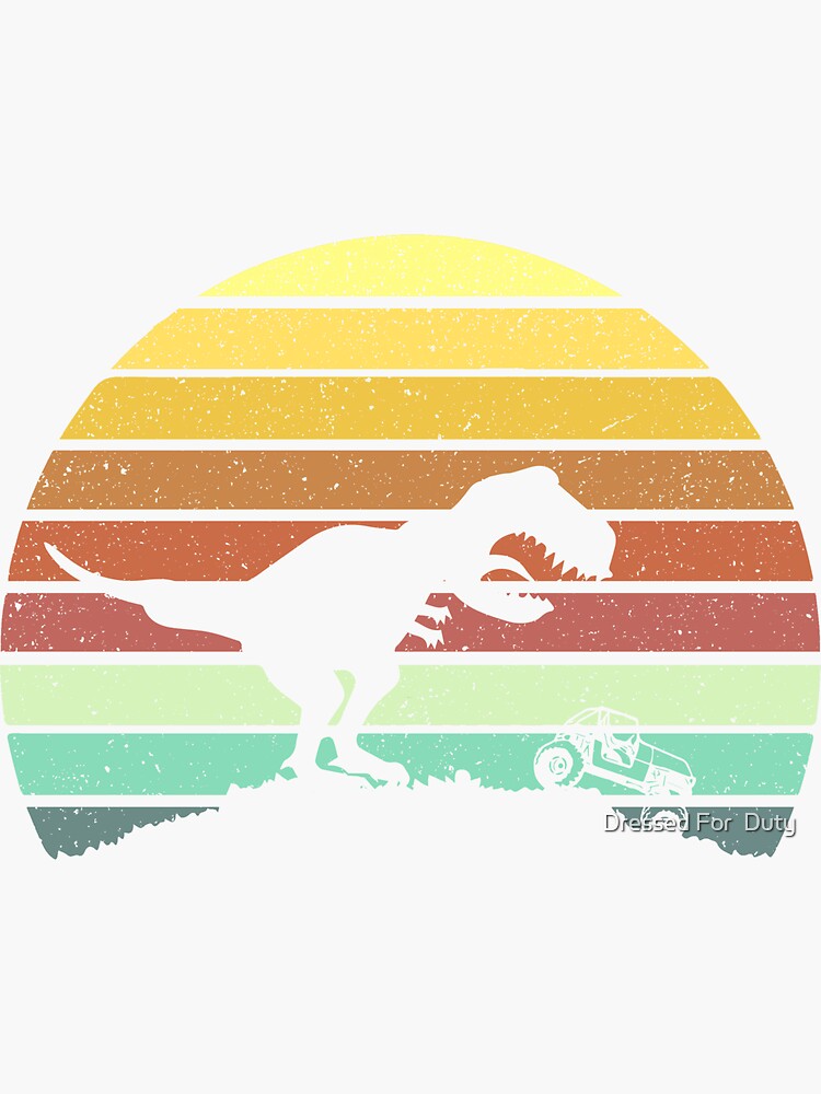 "T Rex Dinosaur Chasing 4x4 Jeeps Vintage Retro Lovers T-Rex Gift ...