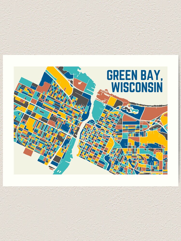 "Green Bay Map Art - Multicolor" Art Print for Sale by GBSwagShop ...