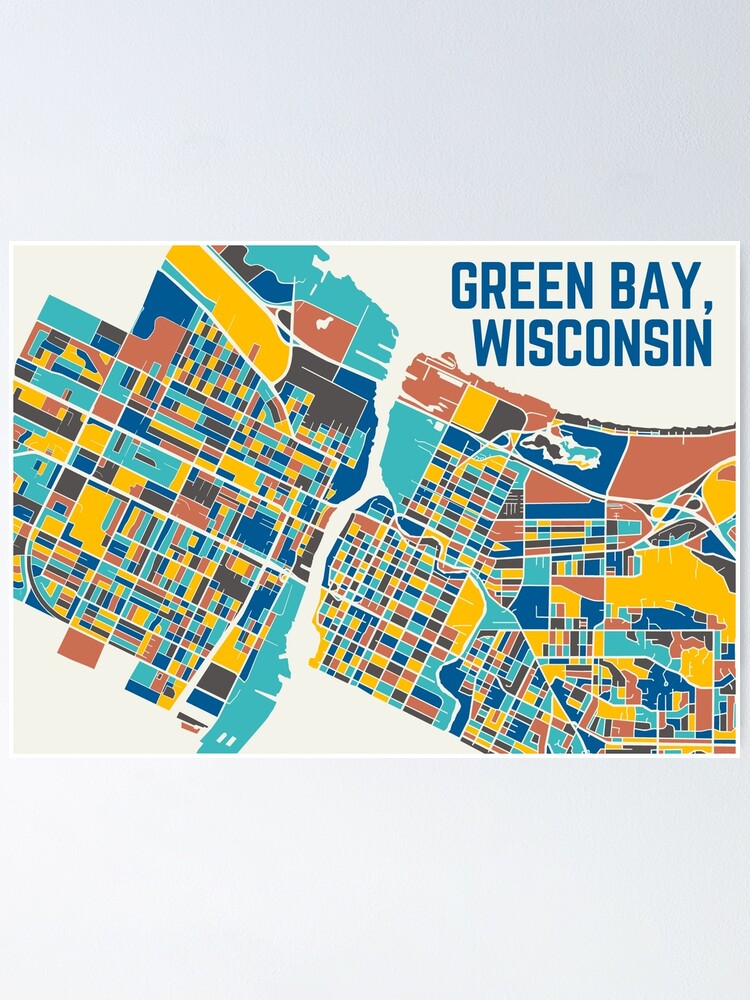 "Green Bay Map Art - Multicolor" Poster by GBSwagShop | Redbubble