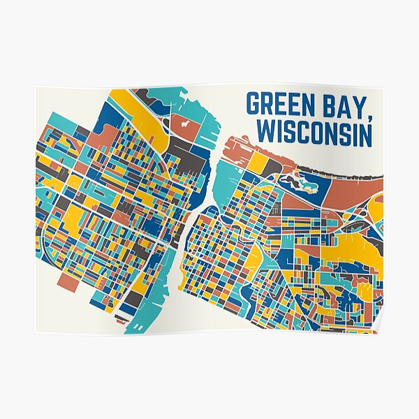 "Green Bay Map Art - Multicolor" Poster by GBSwagShop | Redbubble