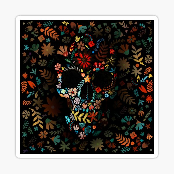 "Flowery Skull" Sticker by aligulec | Redbubble