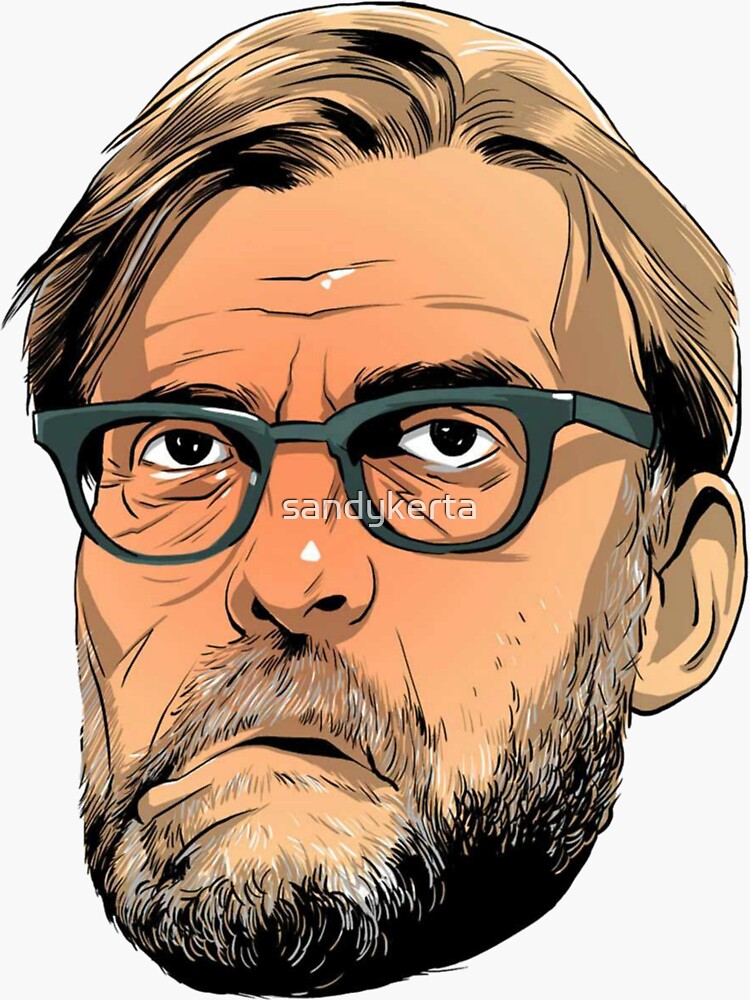 "Klopp Face Illustration" Sticker by sandykerta | Redbubble