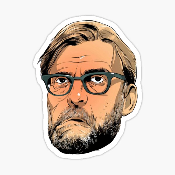 "Klopp Face Illustration" Sticker by sandykerta | Redbubble