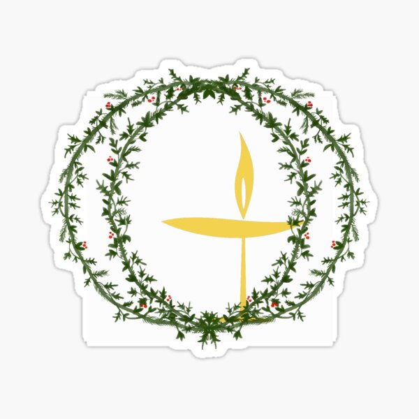 "UU Wreath Holiday Chalice" Sticker by gwinna | Redbubble