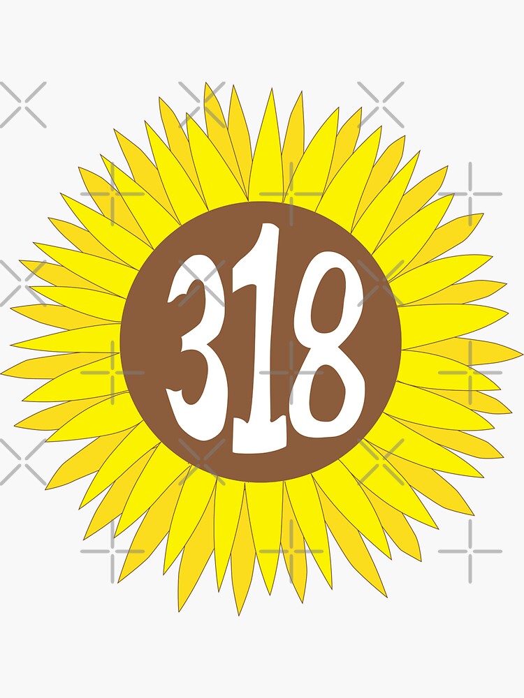 "Hand Drawn Louisiana Sunflower 318 Area Code" Sticker by itsrturn ...