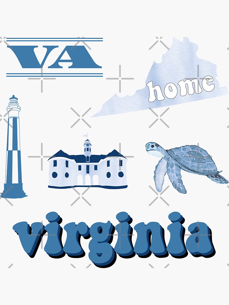" Blue Watercolor Virginia US State Sticker Pack" Sticker by The-Goods ...