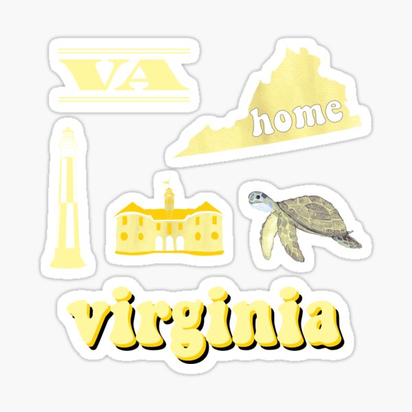 "Light Yellow Watercolor Virginia US State Sticker Pack" Sticker by The ...