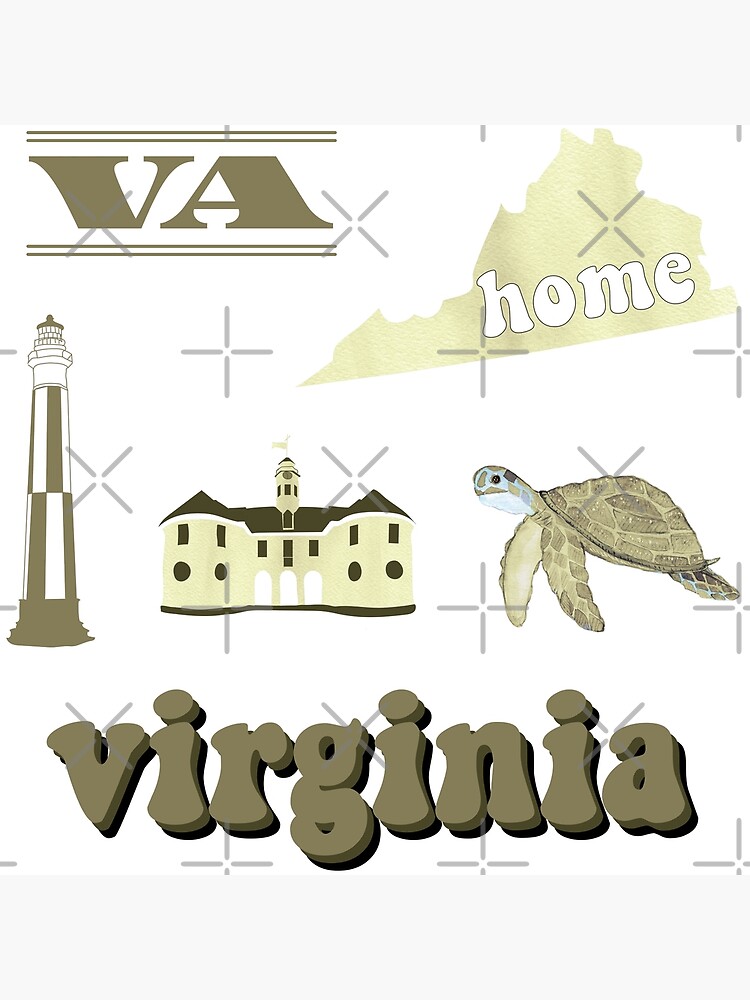 "Olive Green Watercolor Virginia US State Sticker Pack" Poster by The ...