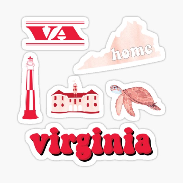 "Red Watercolor Virginia US State Sticker Pack" Sticker for Sale by The ...