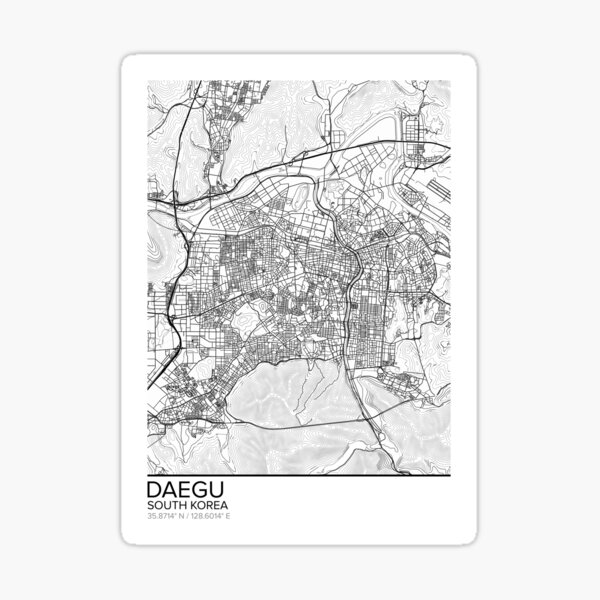Pegatina «Daegu map poster print wall art, Corea del Sur regalo para ...