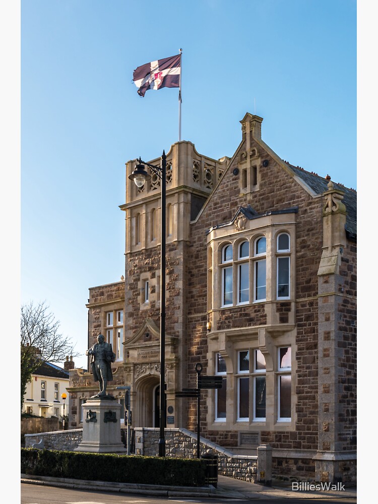 "Camborne Library & Trevithick statue" Sticker by BilliesWalk | Redbubble