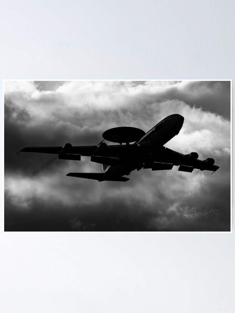 "E-3 AWACS plane sunset take off" Poster by shinjudesign | Redbubble