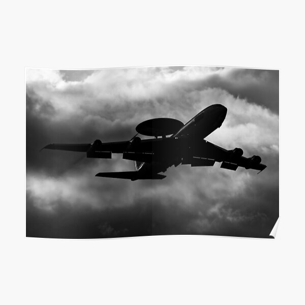 "E-3 AWACS plane sunset take off" Poster by shinjudesign | Redbubble